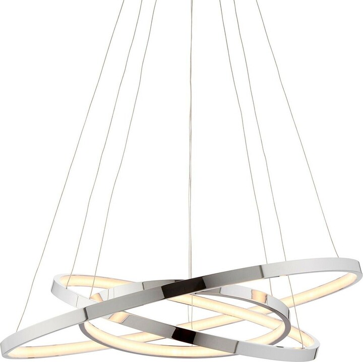 Loops LED Ceiling Pendant Light 36W Warm White Chrome 3x Infinity Rings ...