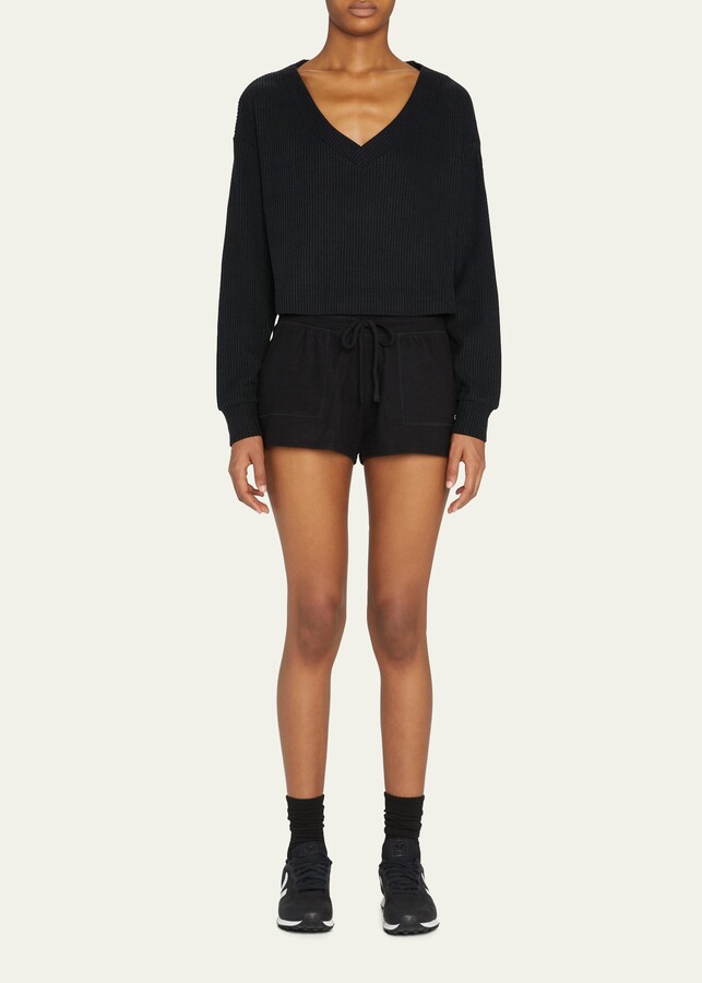 Alo Yoga Muse Ribbed V-Neck Pullover Top - ShopStyle