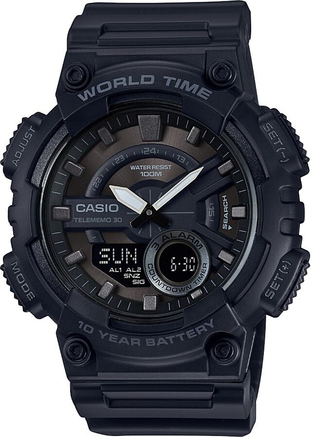 Casio AEQ110BW Series | Men’s Analog-Digital Watch | Black/Black | 100M ...