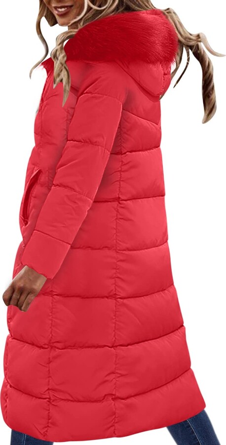 NJGRAE Women Ladies Long Padded Puffer Coat Winter Warm Cotton Quilted Jacket Parka Hooded Down ...