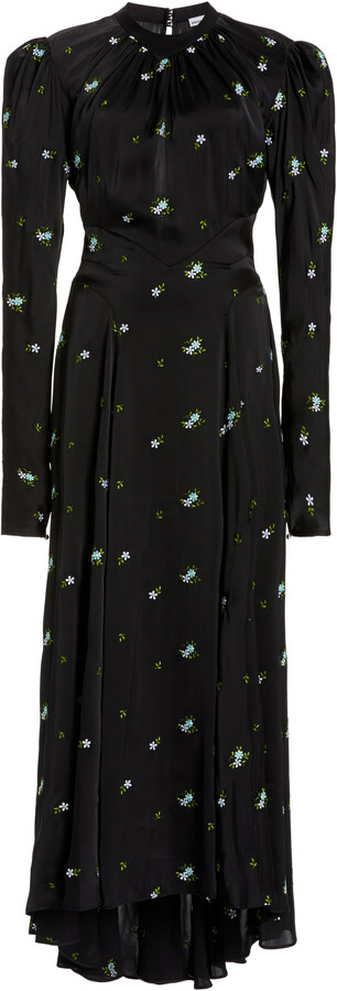 Paco Rabanne Floral-Embroidered Satin Maxi Dress - ShopStyle