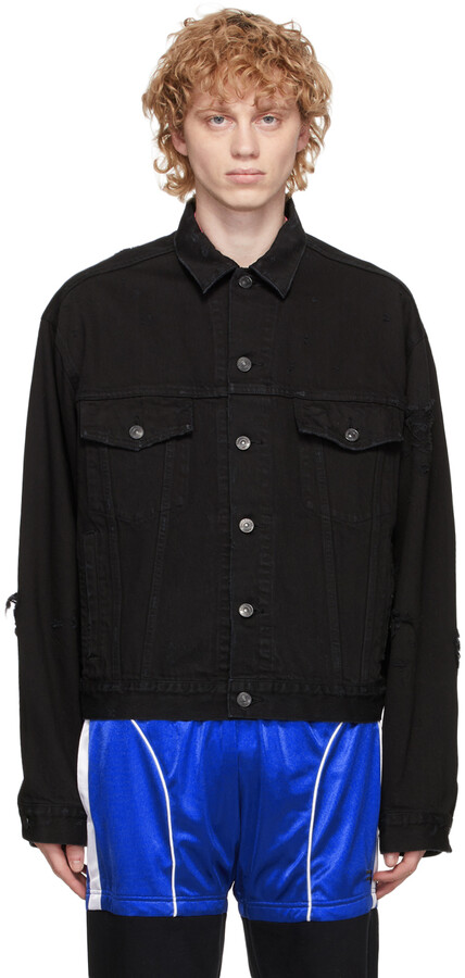 Balenciaga Black Denim Ripped Jacket - ShopStyle