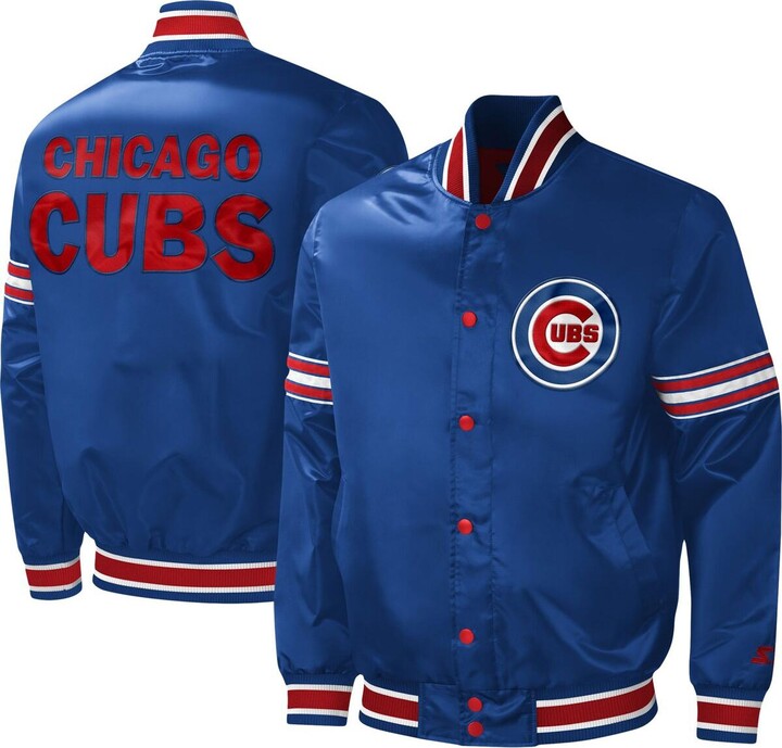 Men's Starter Royal Chicago Cubs Midfield Satin Full-Snap Varsity ...