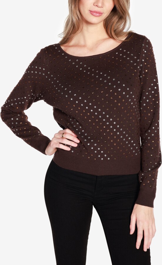 Belldini Black Label Embellished Boat Neck Sweater - ShopStyle