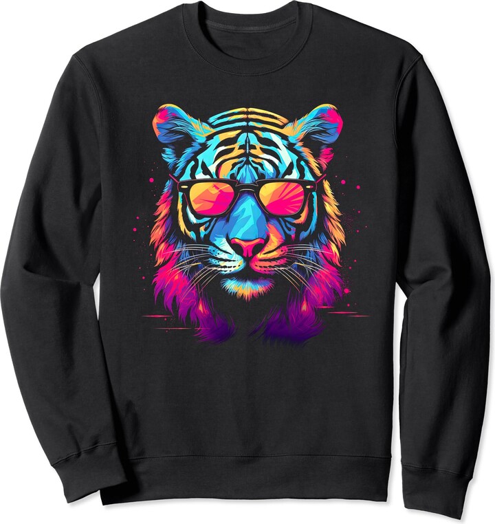 Cool Retrowave Tiger Graphics 80's Synthwave Retro Wave Aesthetic Tiger ...