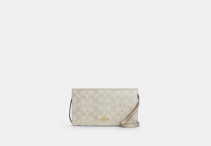 Coach Outlet Anna Foldover Clutch Crossbody Bag In Signature Canvas ...