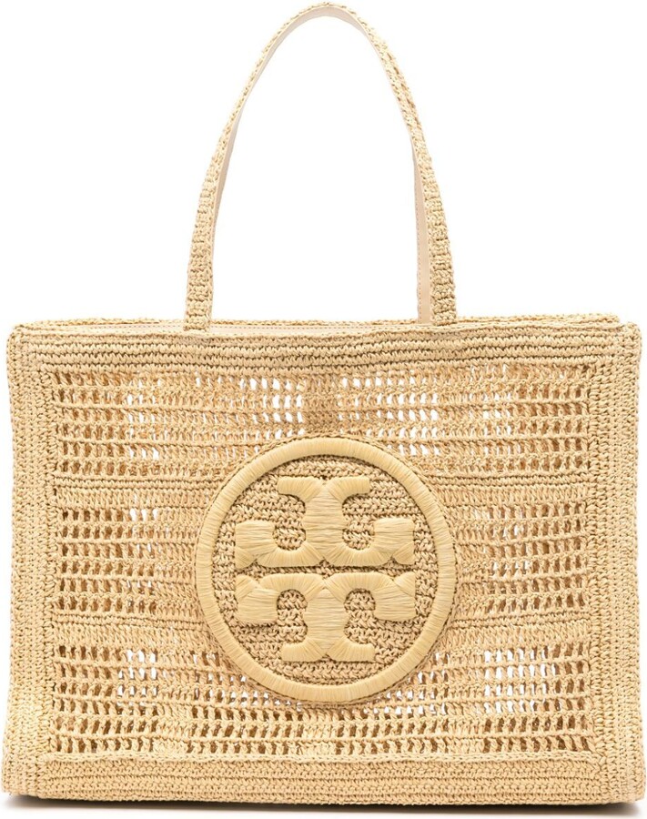 Tory Burch Neutral Ella Straw Crochet Tote Bag - ShopStyle