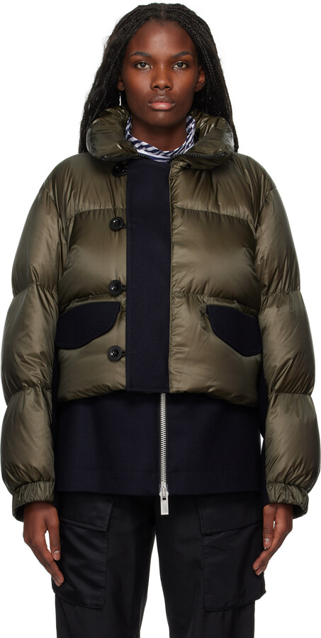 Sacai Khaki Puffer Down Jacket - ShopStyle
