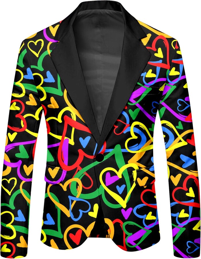RUMAOZIA Rainbow Jacket Men's Rainbow Blazer Colourful Festive Suit ...