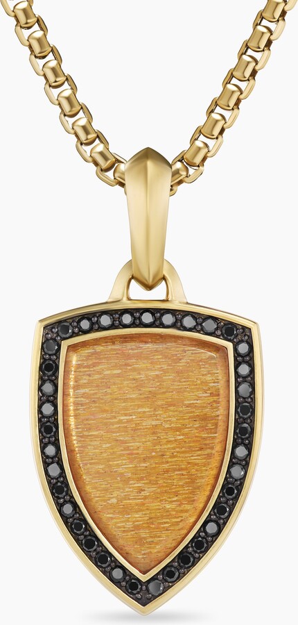 David Yurman Shield Amulet in 18K Yellow Gold with Golden Sun Stone and ...