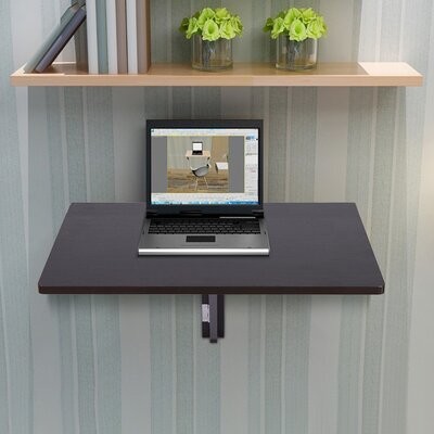 Inbox Zero Wall-Mounted Floating TableFor Small Spaces Color: Coffee ...