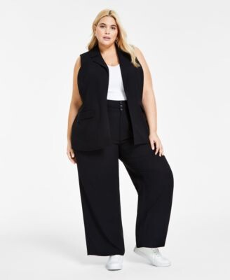 Bar III Plus Size Long Vest Wide Leg Pants Created For Macys ...