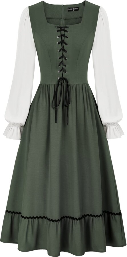 Scarlet Darkness Medieval Renaissance Dress Women Long Sleeve Midi ...