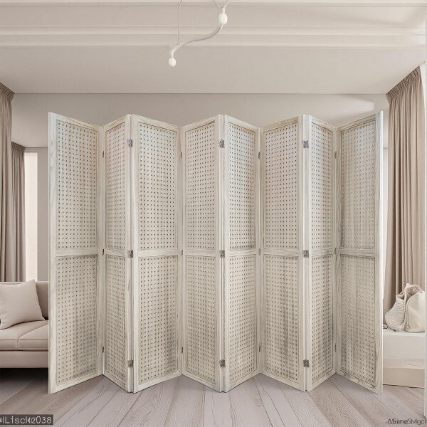 The Misty Moon 8-Panel Wooden Room Divider, 5.6-Foot Pinboard Display ...