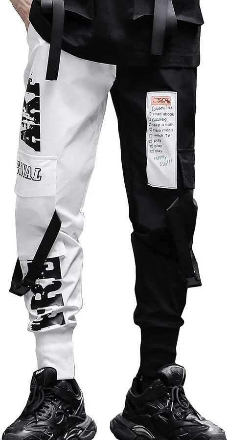 Ambcol Men's Jogger Pants Punk Cargo Baggy Techwear Hip Hop Harem Pants ...