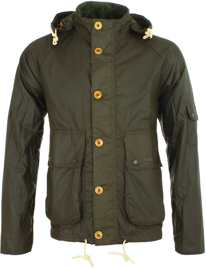 Barbour Olive Green Cowen Commando Overhand Waxed Cotton Jacket ...