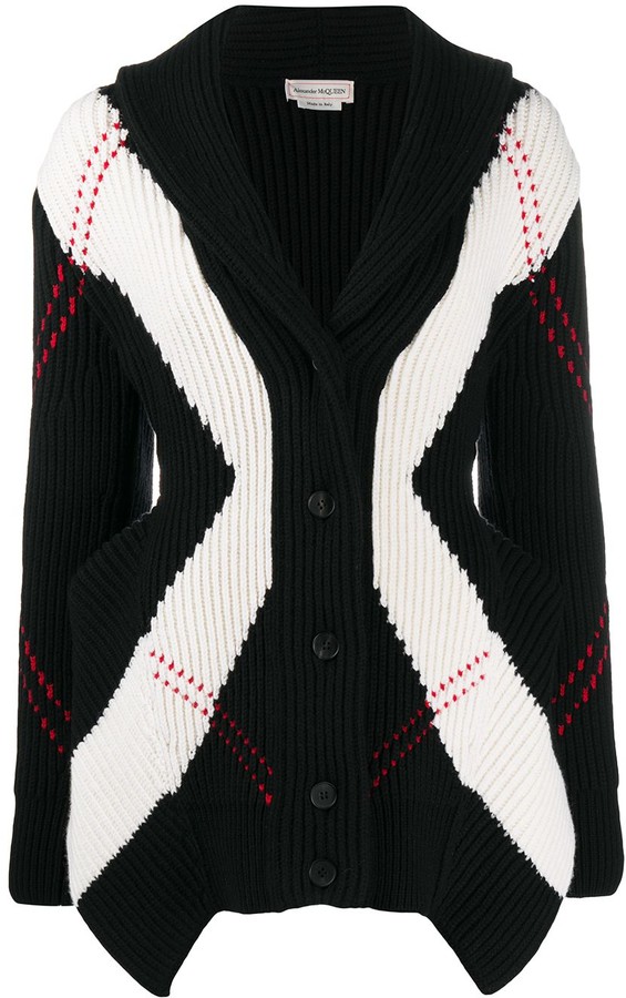 Alexander McQueen Exploded Argyle rib-knit cardigan - ShopStyle