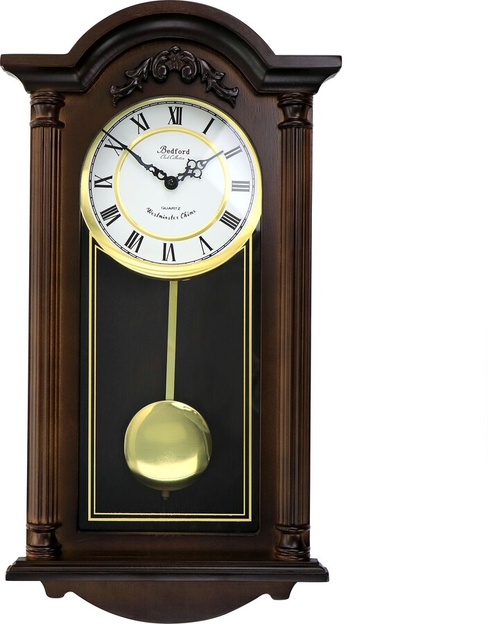 Noah 22 Inch Chestnut Wood Chiming Pendulum Wall Clock - 22 Inch - ShopStyle