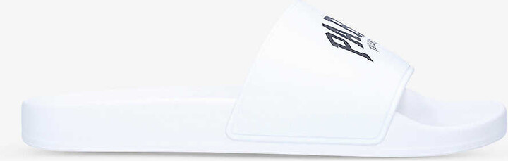 Balenciaga Pool Slide logo-print rubber sliders - ShopStyle Flip Flop ...
