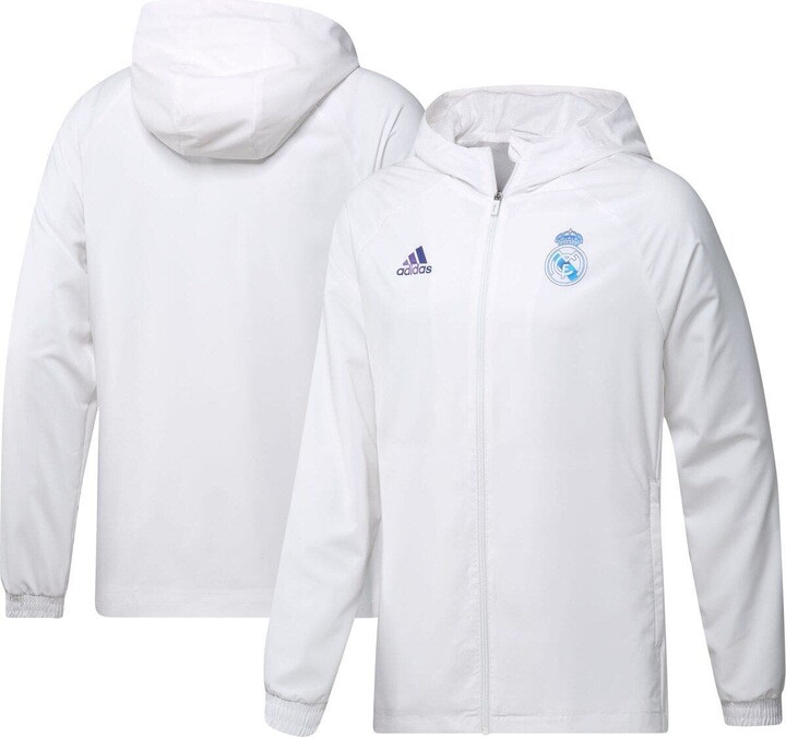 adidas Men's White Real Madrid Graphic Raglan Full-Zip Windbreaker Jacket - ShopStyle