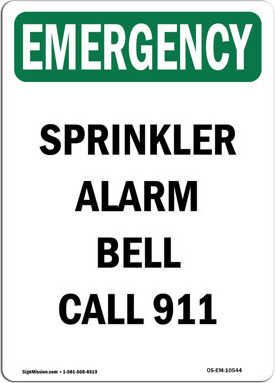 SignMission Sprinkler Alarm Bell Call 911 Emergency Sign - ShopStyle Desks