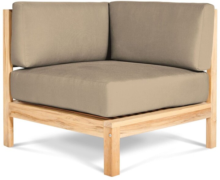 Curated Maison Leon Teak Outdoor Sectional Corner With Sunbrella Fawn ...