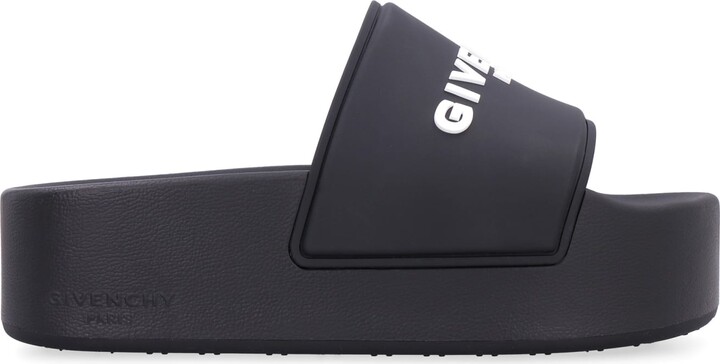 Givenchy Logoed Rubber Platform Slides - ShopStyle
