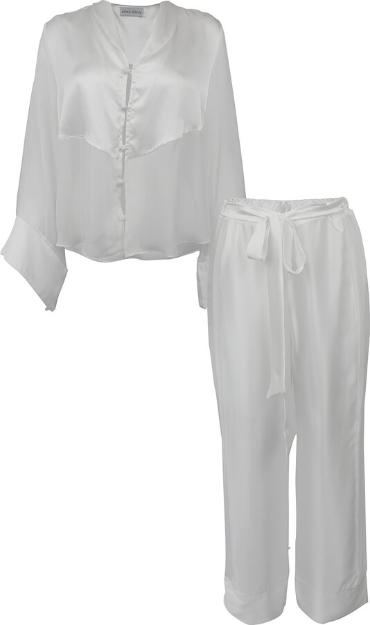 Olivia Darcy - Long Luxury Pyjama Set Ivory - ShopStyle Pajamas