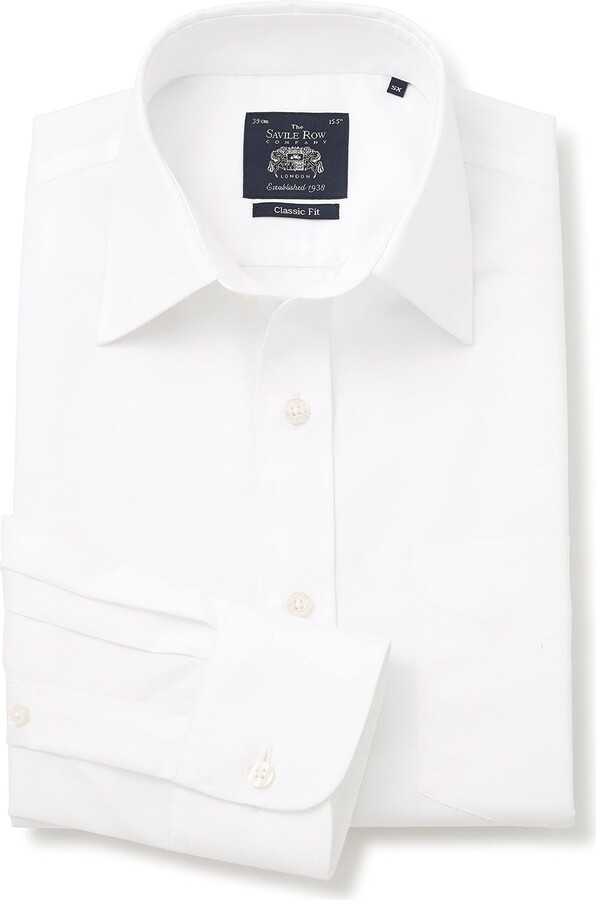 THE SAVILE ROW COMPANY LONDON Men's Classic Fit Cotton Dobby Non-Iron ...