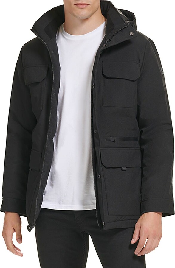 Kenneth Cole Oxford Cargo Hooded Puffer Jacket - ShopStyle
