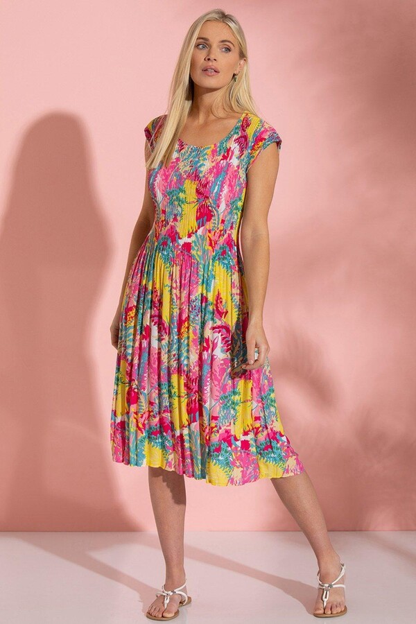 Klass. Garden Print Pleated Chiffon Dress - ShopStyle