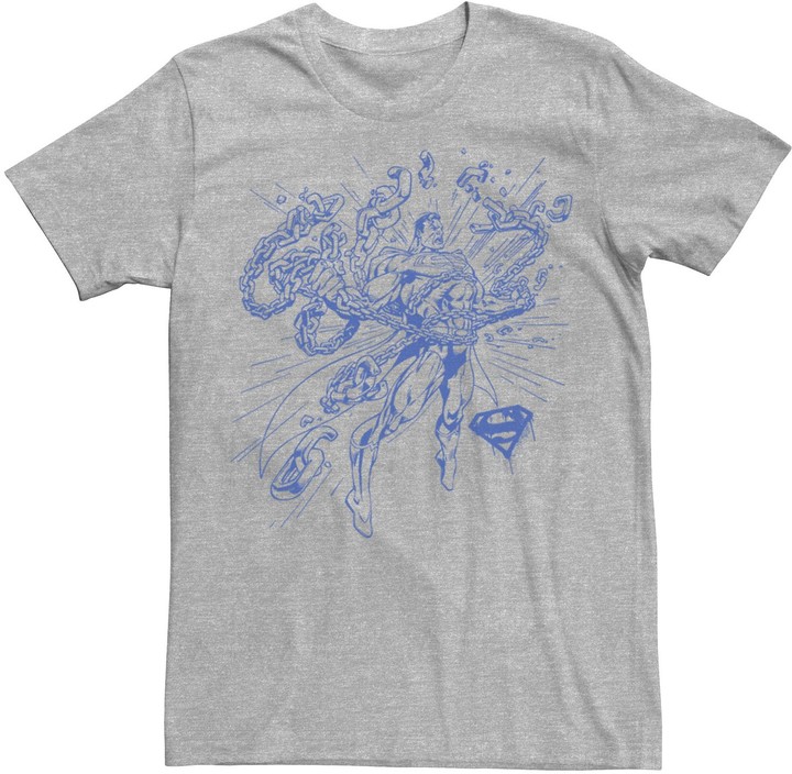 Dc Comics Men's Superman Break Chains Outlined Comic Poster Tee ...