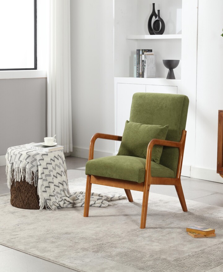Simplie Fun Modern Accent Chair, Solid Wood Padding Lounge Armchairs ...