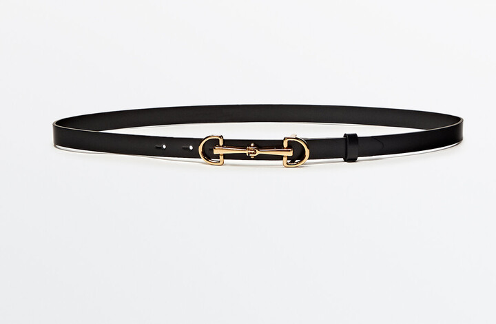 Massimo Dutti Leather Belt With Double Long Buckle - ShopStyle