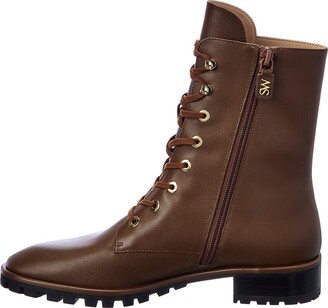 Stuart Weitzman Mila Lift Leather Combat Boots - ShopStyle