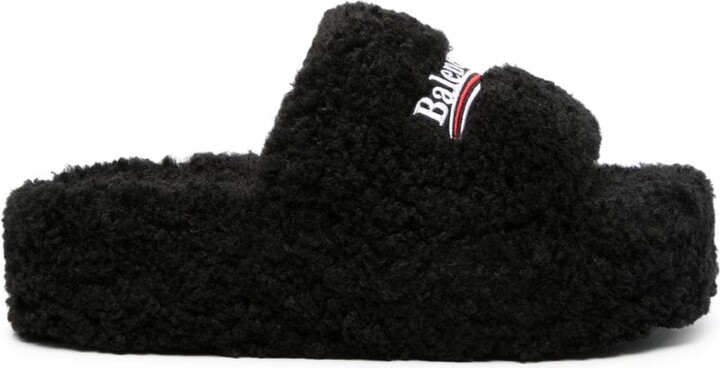 Balenciaga Furry platform slides - ShopStyle