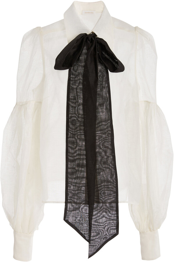 Zimmermann Dancer Tie-Detailed Linen-Silk Blouse - ShopStyle Tops