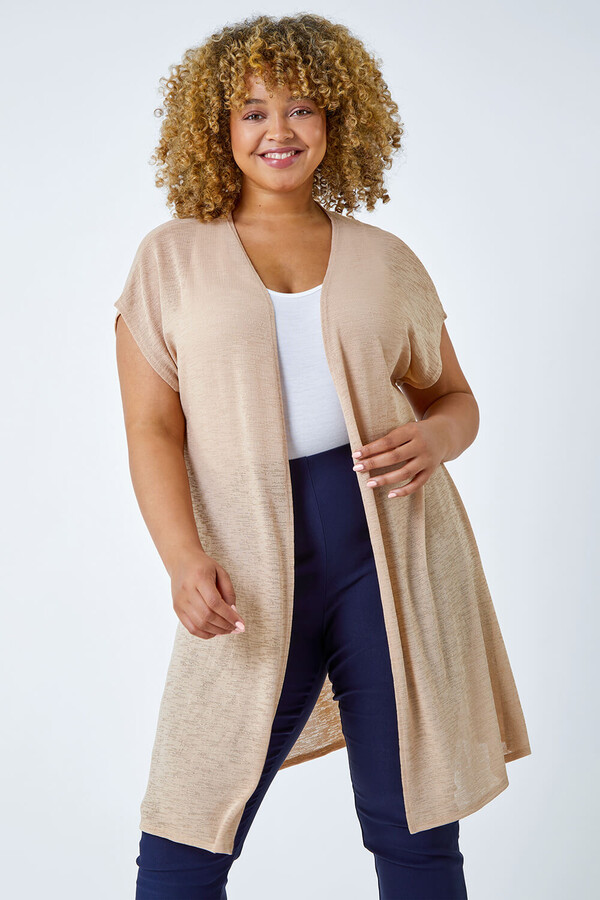 Roman Curve Roman Originals Curve Cap Sleeve Longline Cardigan - ShopStyle