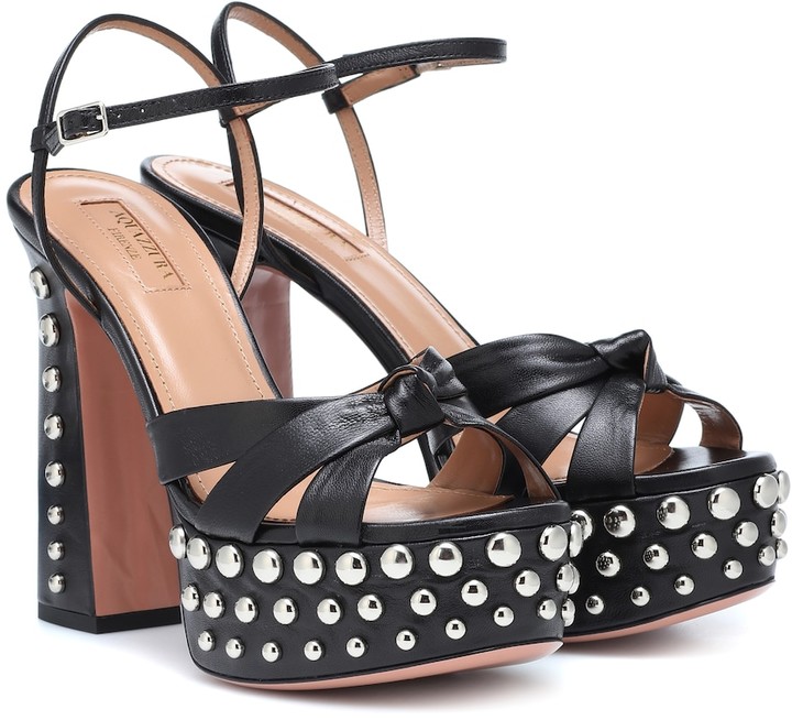 Aquazzura Opera leather plateau sandals - ShopStyle