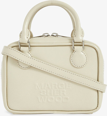 Marge Sherwood Womens Creambeige Crinkle Piping Logo-embossed Leather ...