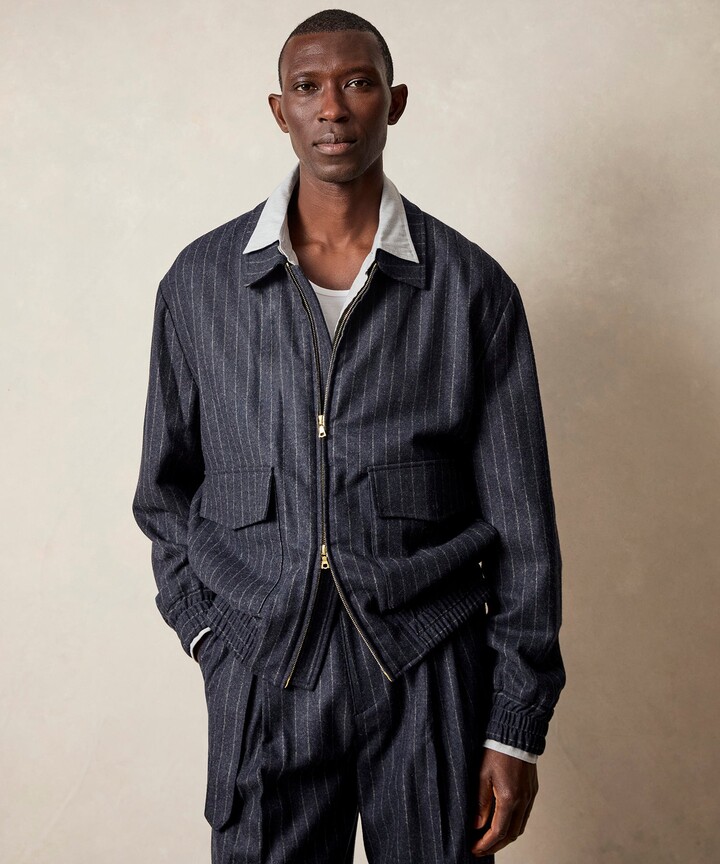 Todd Snyder Italian Wool Grant Jacket in Navy Pinstripe - ShopStyle