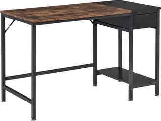 HOMCOM Computer Desk Home Office Workstation with CPU Stand, Storage ...