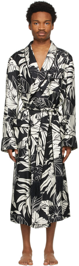 Tom Ford Black & White Silk Twill Robe - ShopStyle