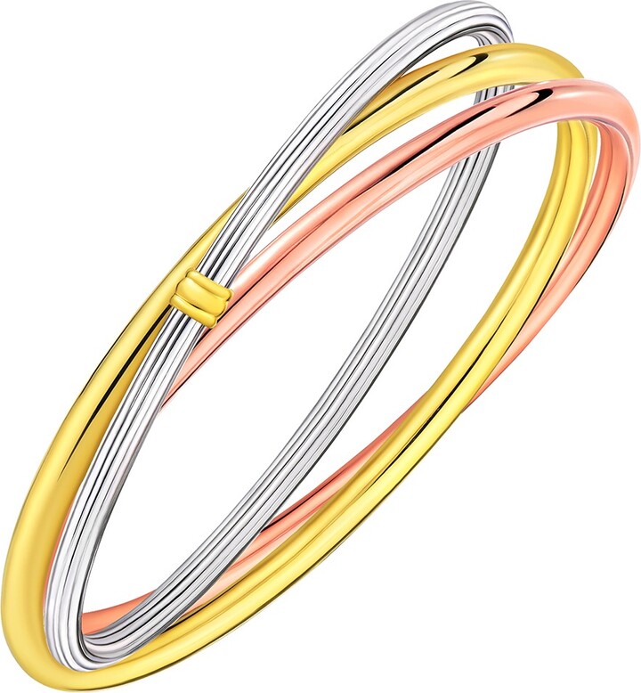 Gold & Honey - Lex Tri-Color Interlocked Bangles - ShopStyle Bracelets