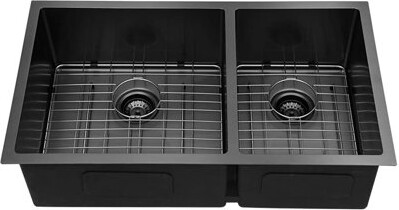 Mocoloo 33" L x 19" W Undermount Double Bowl Stainless Steel Kitchen ...