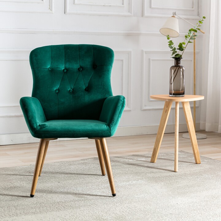 Modern Tufted Button Wingback Vanity Chair with Arms - ShopStyle ...