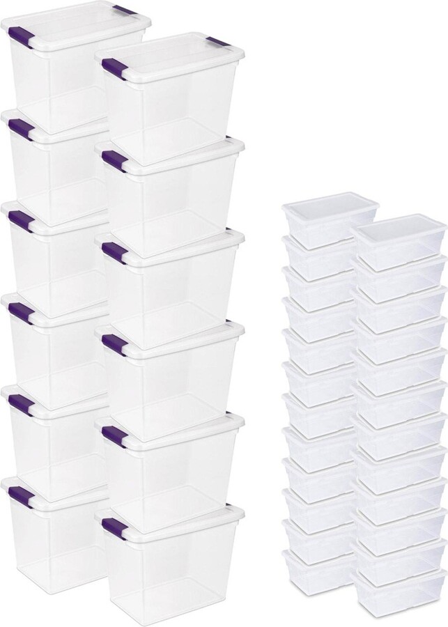 Sterilite 27 Quart Clear Latch Lid Storage Container Tote, 12 Pack, and ...