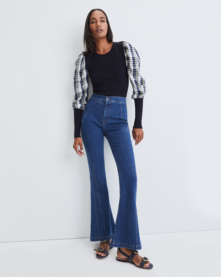 Veronica Beard Sheridan Bell-Bottom Jean | Seamed - ShopStyle