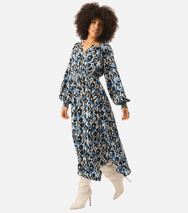 Women's Blue Abstract Print Midi Dress Gini London - ShopStyle