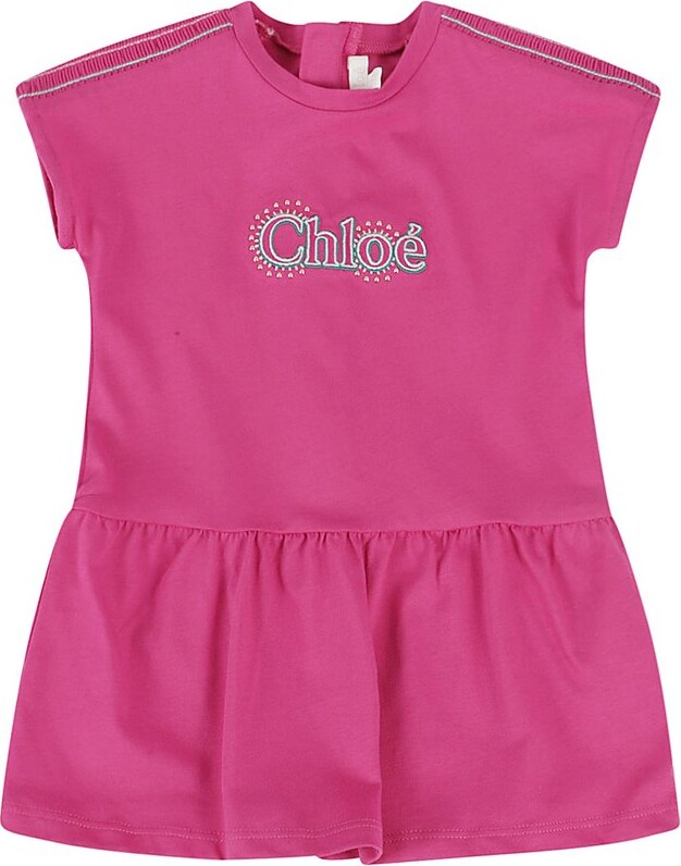 Chloé Children Logo-Embroidered Flared Dress - ShopStyle